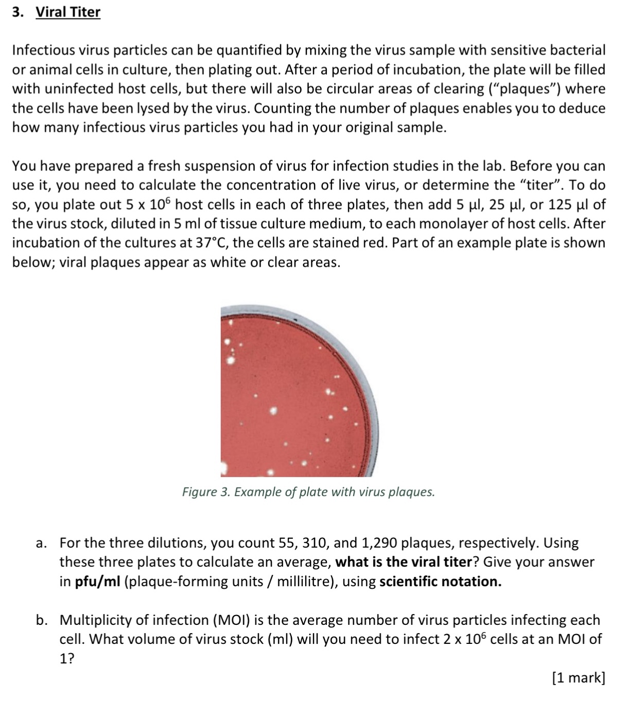 Solved 3. Viral Titer Infectious virus particles can be | Chegg.com