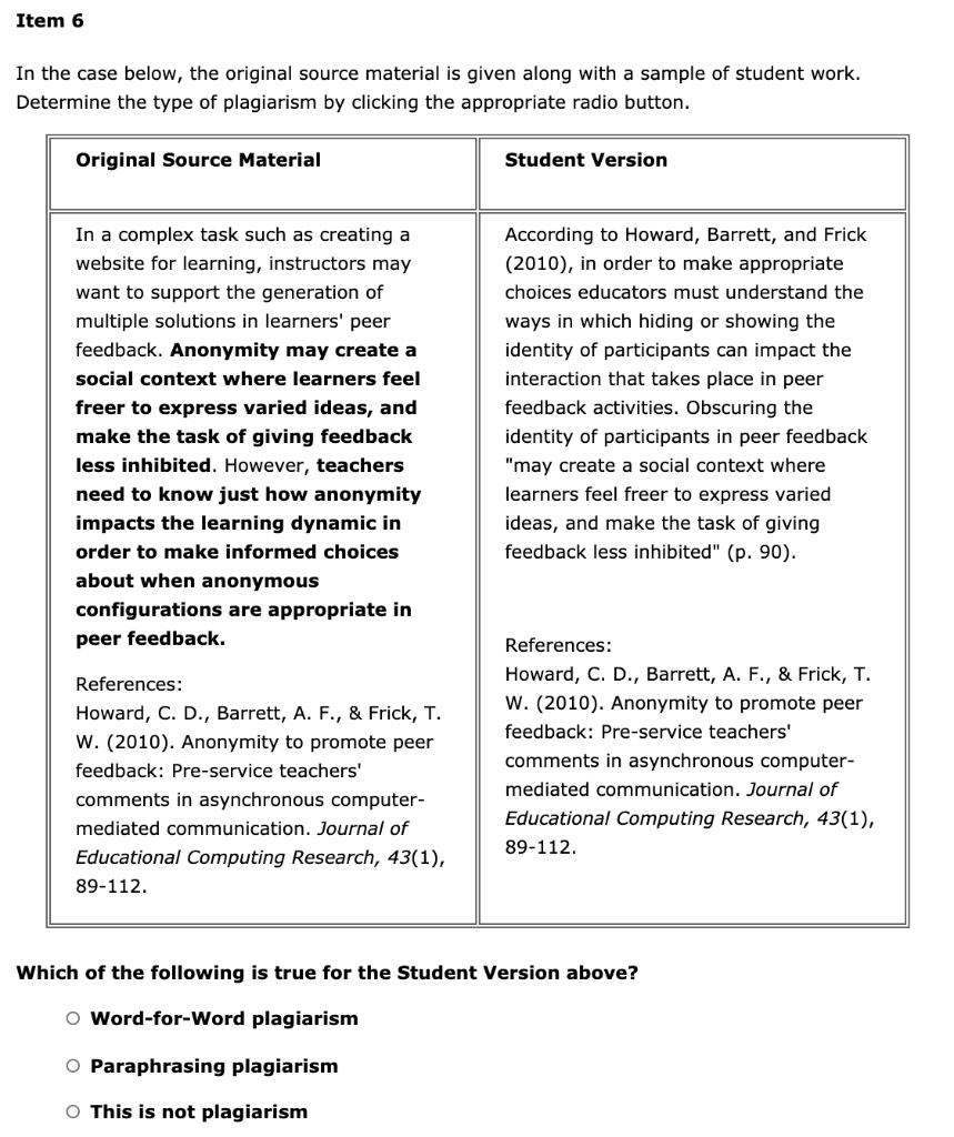 Solved Item 6 In the case below, the original source | Chegg.com
