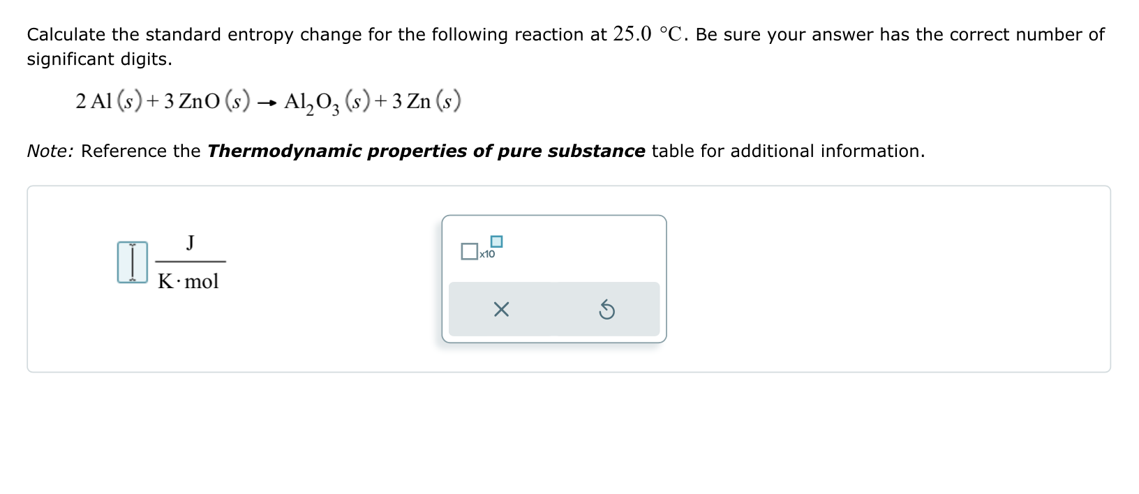 Solved Calculate the standard entropy change for the | Chegg.com