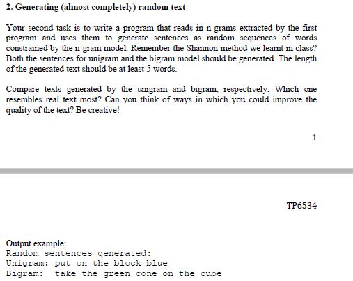 Lab Assignment: N-gram Analysis An N-gram probability | Chegg.com