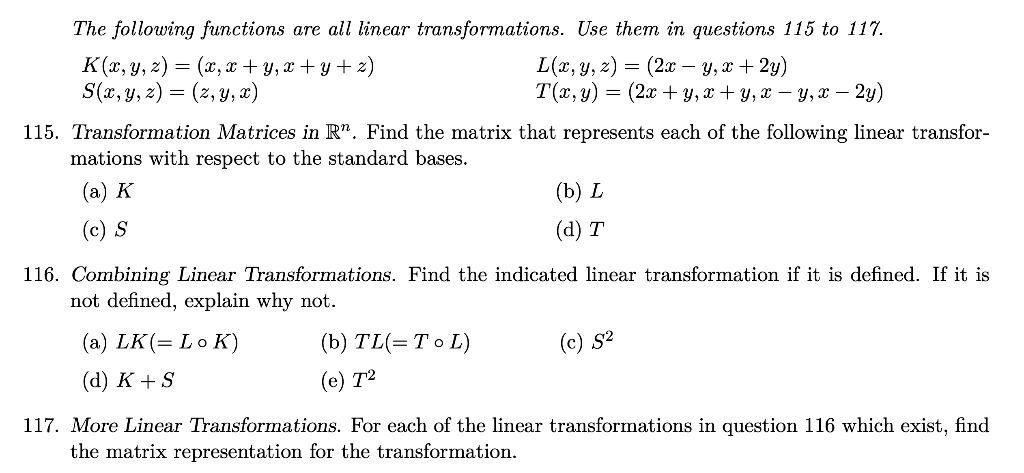 Solved The following functions are all linear | Chegg.com