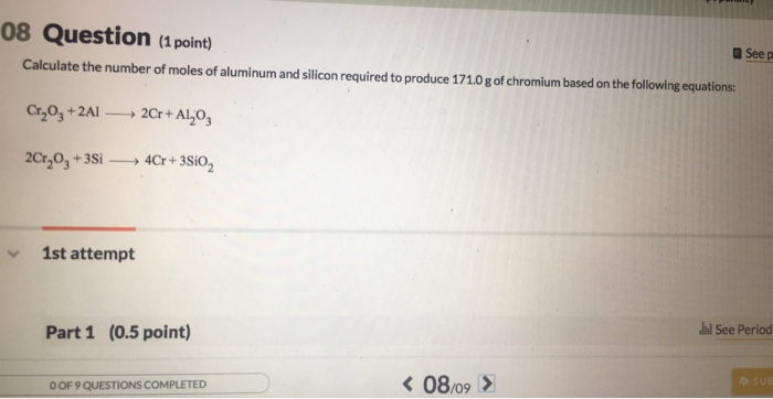 Solved 08 Question (1point) aSee p Calculate the number of | Chegg.com