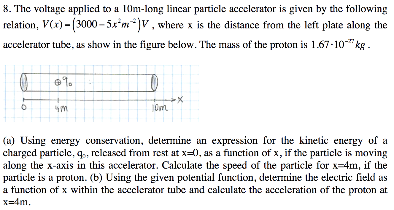 Solved 8. The voltage applied to a 10m-long linear particle | Chegg.com