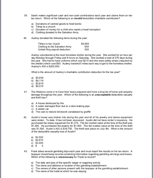 Solved 39. Sarah makes significant cash and non-cash | Chegg.com