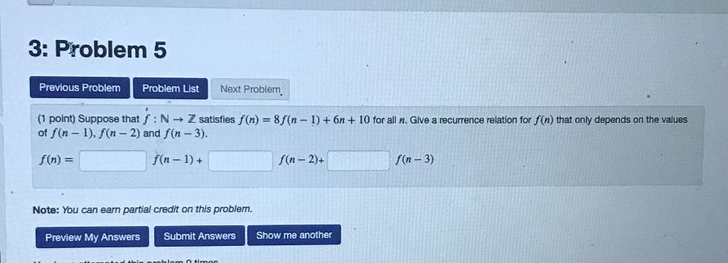 Solved 3: Problem 5 Previous Problem Problem List Next | Chegg.com