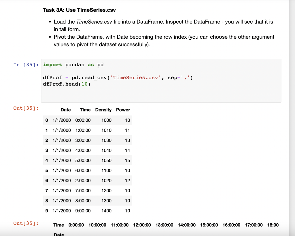 Task 3A: Use Time Series.csv • Load the Time | Chegg.com