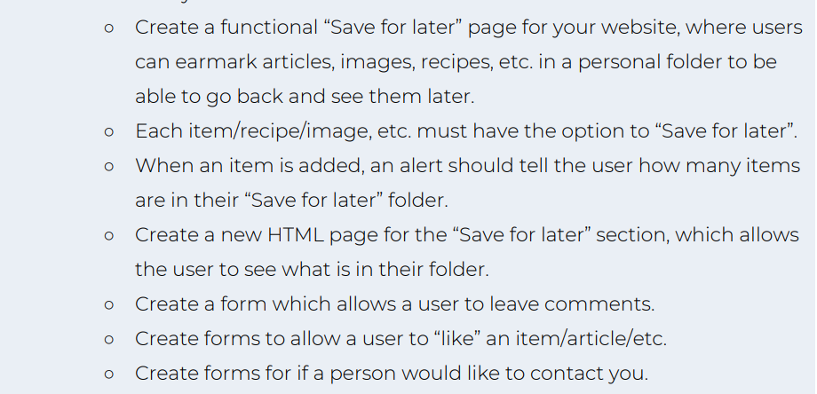 Solved O Create a functional "Save for later" page for your | Chegg.com