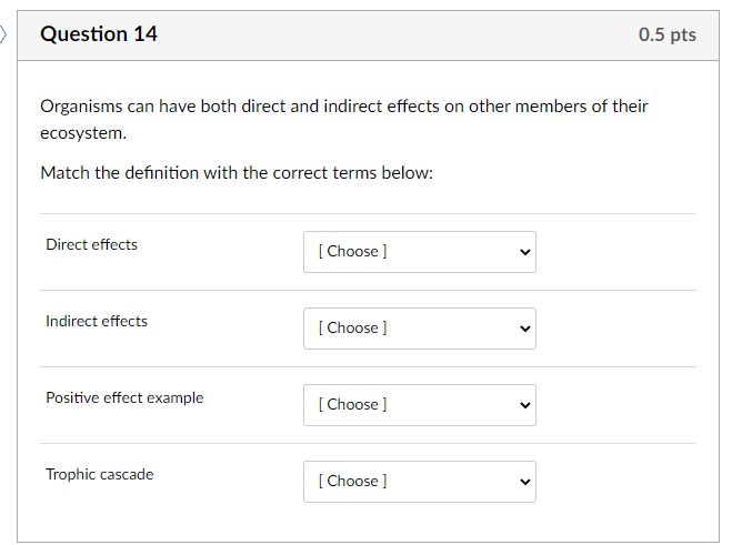 Solved Organisms can have both direct and indirect effects | Chegg.com