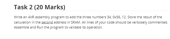 Task 2 20 Marks Write An Avr Assembly Program To 