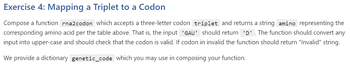 Solved Exercise 4: Mapping a Triplet to a Codon Compose a | Chegg.com