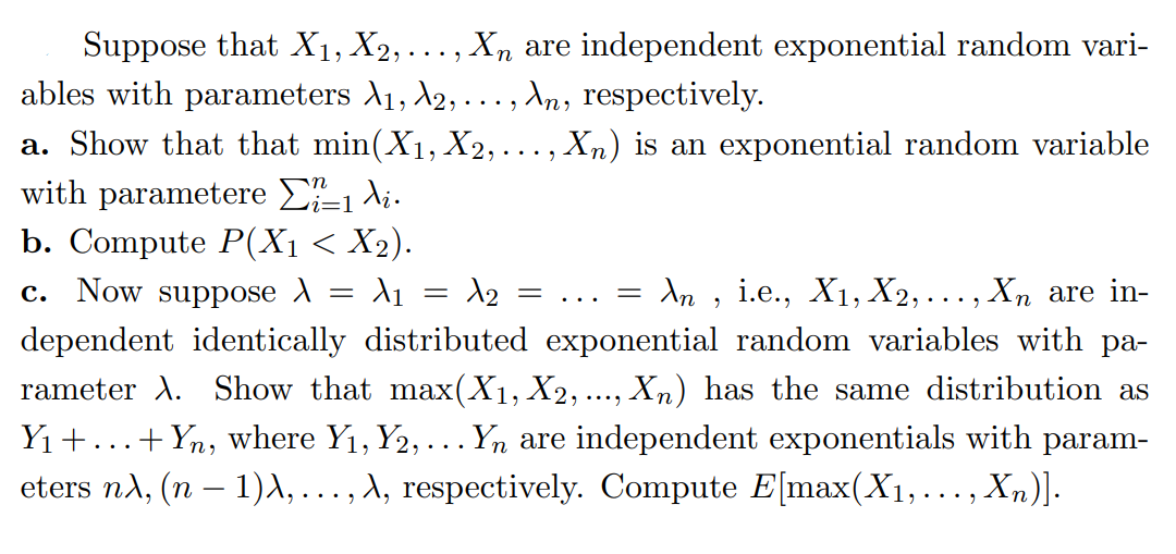 Solved Suppose That X1x2xn Are Independent Exponential 2424