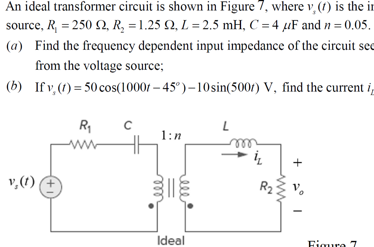 Solved An ideal transformer circuit is shown in Figure 7, | Chegg.com