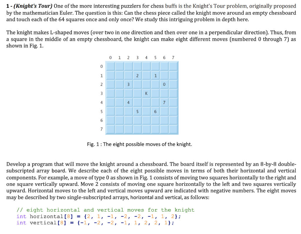 Solved 1-(Knight's Tour) One of the more interesting | Chegg.com