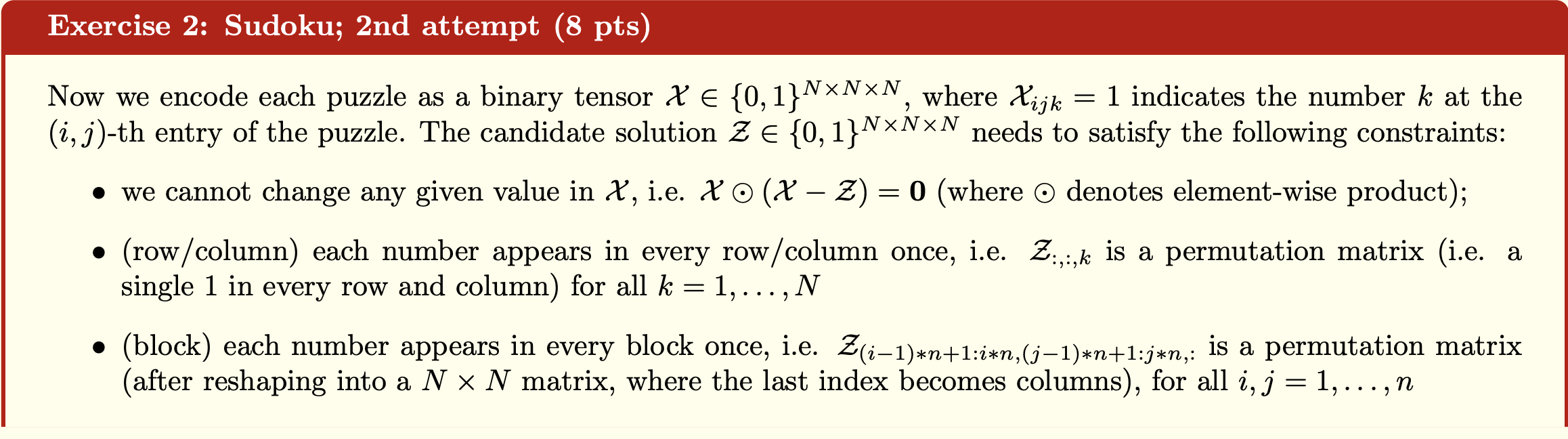 Solved In the following, we consider an N×N Sudoku puzzle, | Chegg.com