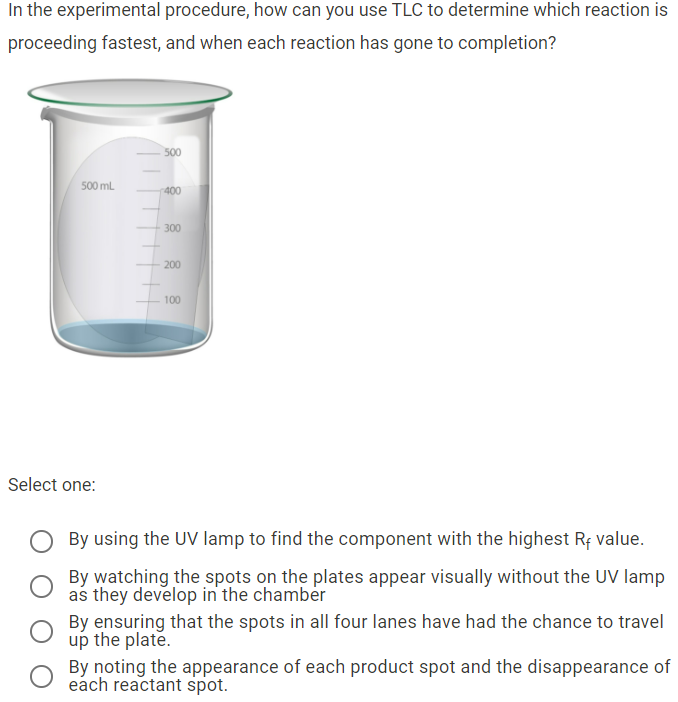 Solved In the experimental procedure, how can you use TLC to | Chegg.com