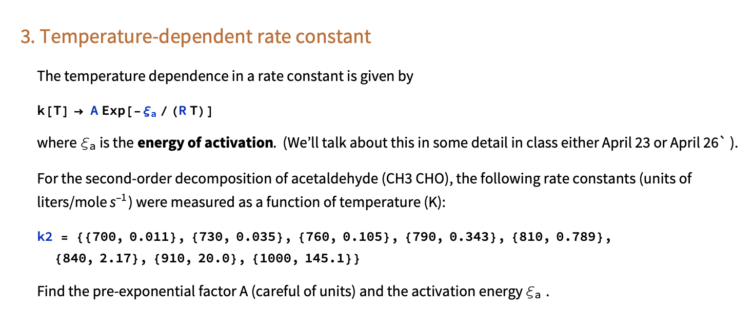 Solved 3. Temperature-dependent rate constant The | Chegg.com