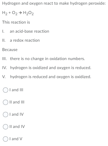 Solved Hydrogen and oxygen react to make hydrogen peroxide: | Chegg.com