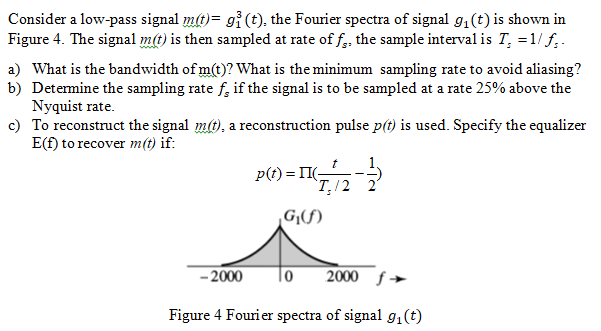 Solved Consider a low-pass signal m(t)= gi(t), the Fourier | Chegg.com