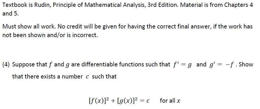 Solved Textbook is Rudin, Principle of Mathematical | Chegg.com