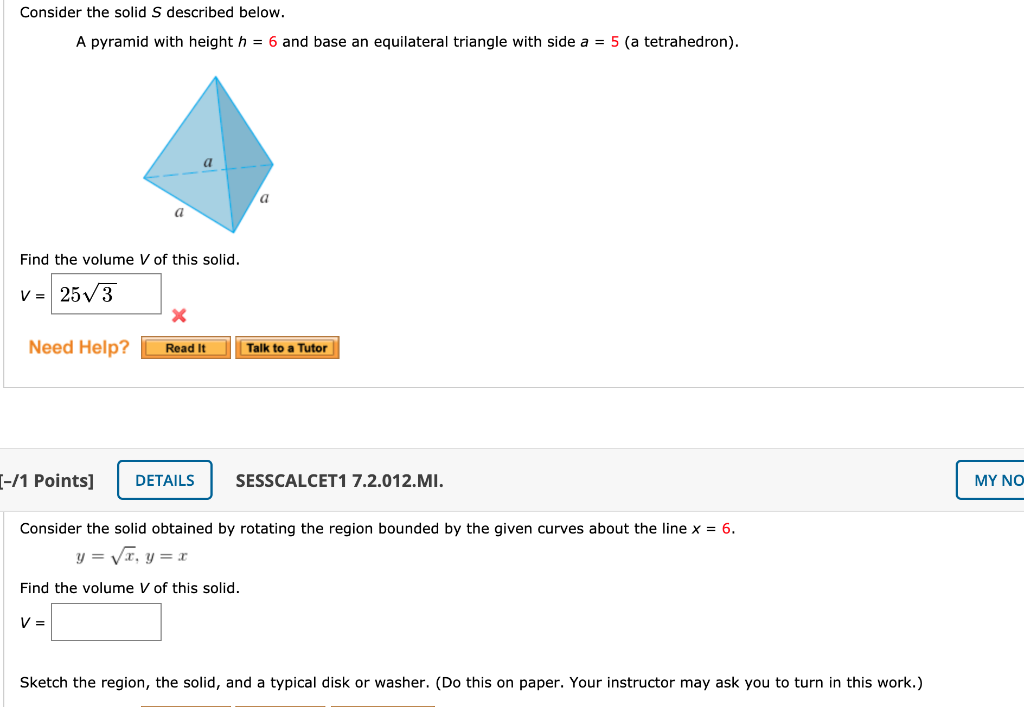 Solved Consider the solid s described below. A pyramid with | Chegg.com
