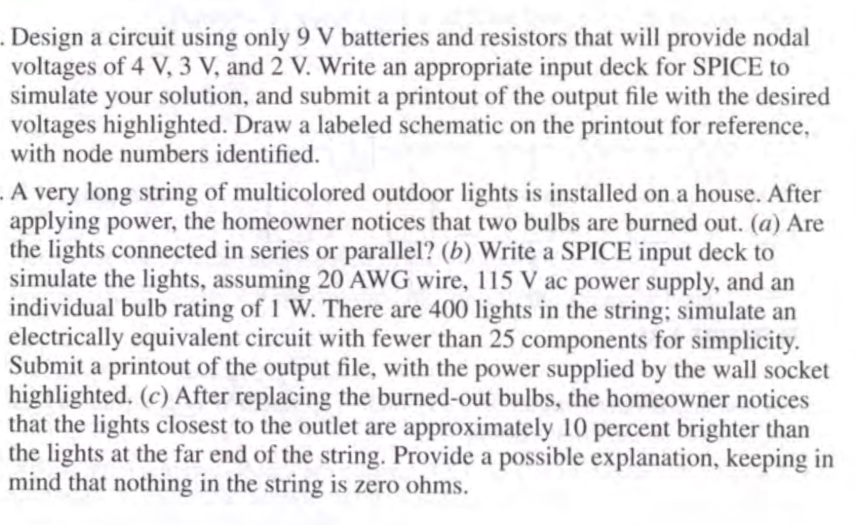 - Design a circuit using only 9V batteries and | Chegg.com