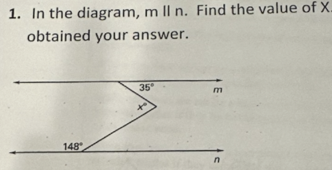 Solved In ﻿the diagram, m||n. ﻿Find the value of xshow & | Chegg.com