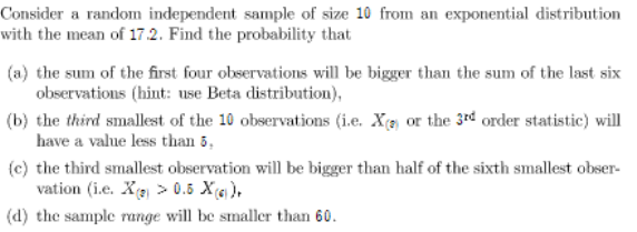 Consider a random independent sample of size 10 from | Chegg.com