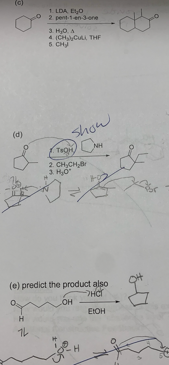 Solved (C) 1. LDA, Etz 2. pent-1-en-3-one 3. H30, A 4. | Chegg.com