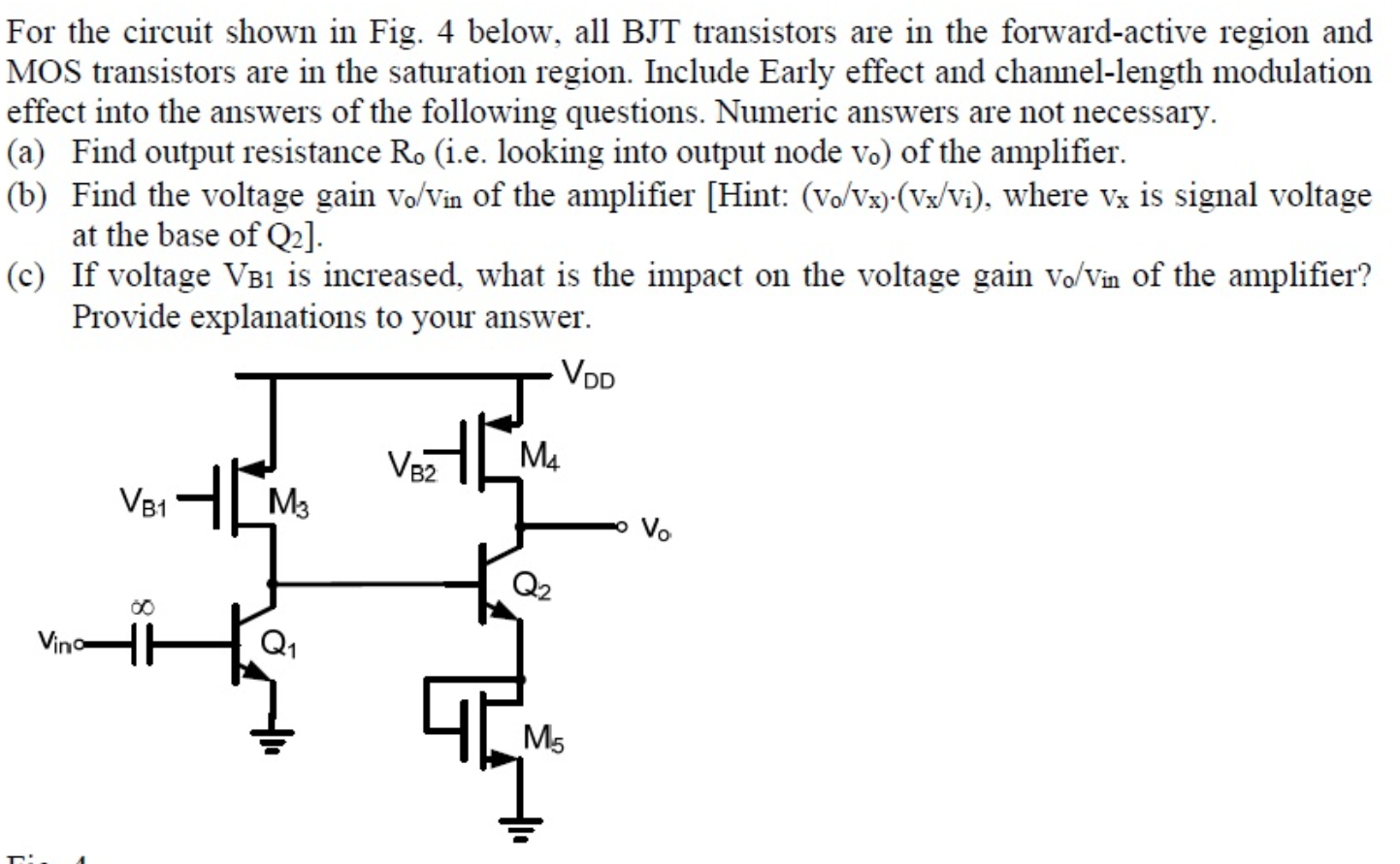 Solved For the circuit shown in Fig. 4 below, all BJT | Chegg.com