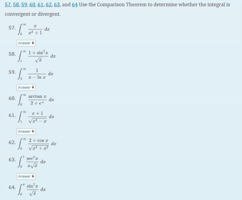 Solved 57, 58, 59, 60, 61, 62, 63, and 64 Use the Comparison | Chegg.com