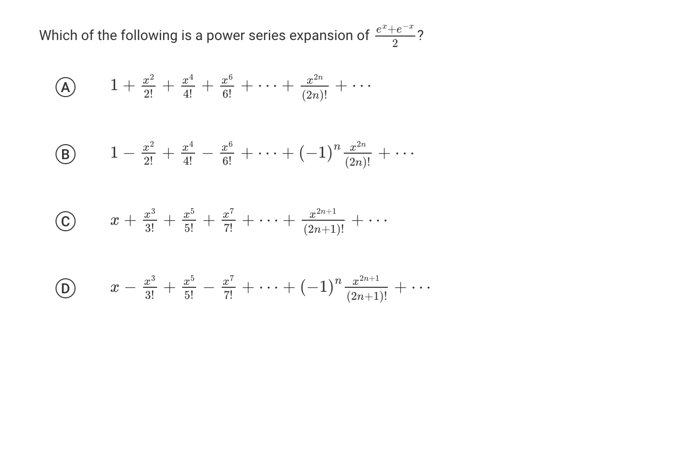 Solved Which of the following is a power series expansion of | Chegg.com
