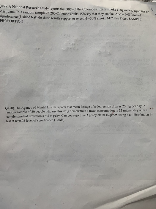 Solved 9) A National Research Marijuana. In a random sample | Chegg.com