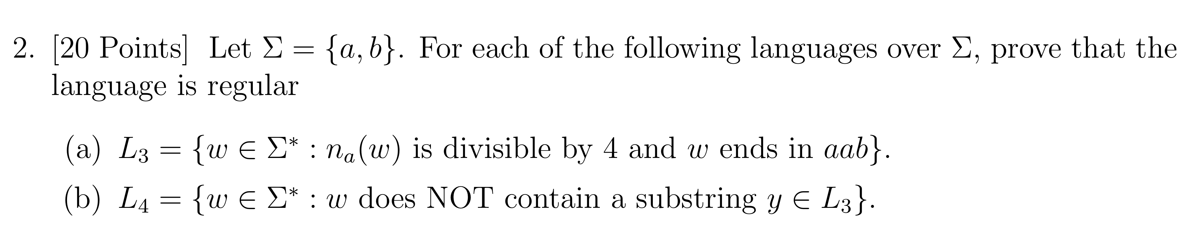 Solved Prove only L4 is regular please using 2 steps only. | Chegg.com