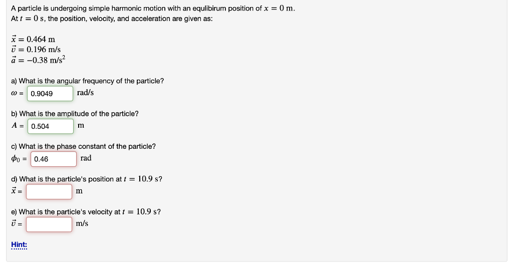 Solved A particle is undergoing simple harmonic motion with | Chegg.com