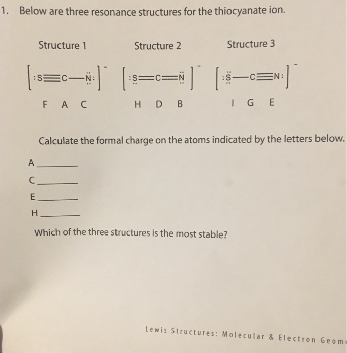 Solved Below are three resonance structures for the | Chegg.com