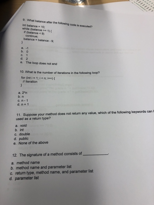 Solved 9. What balance after the following code is executed? | Chegg.com