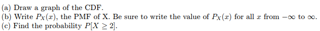 Solved The discrete type random variable X has CDF Fx(x) = | Chegg.com