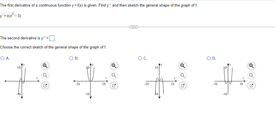 Solved The first derivative of a continuous function y=f(x) | Chegg.com