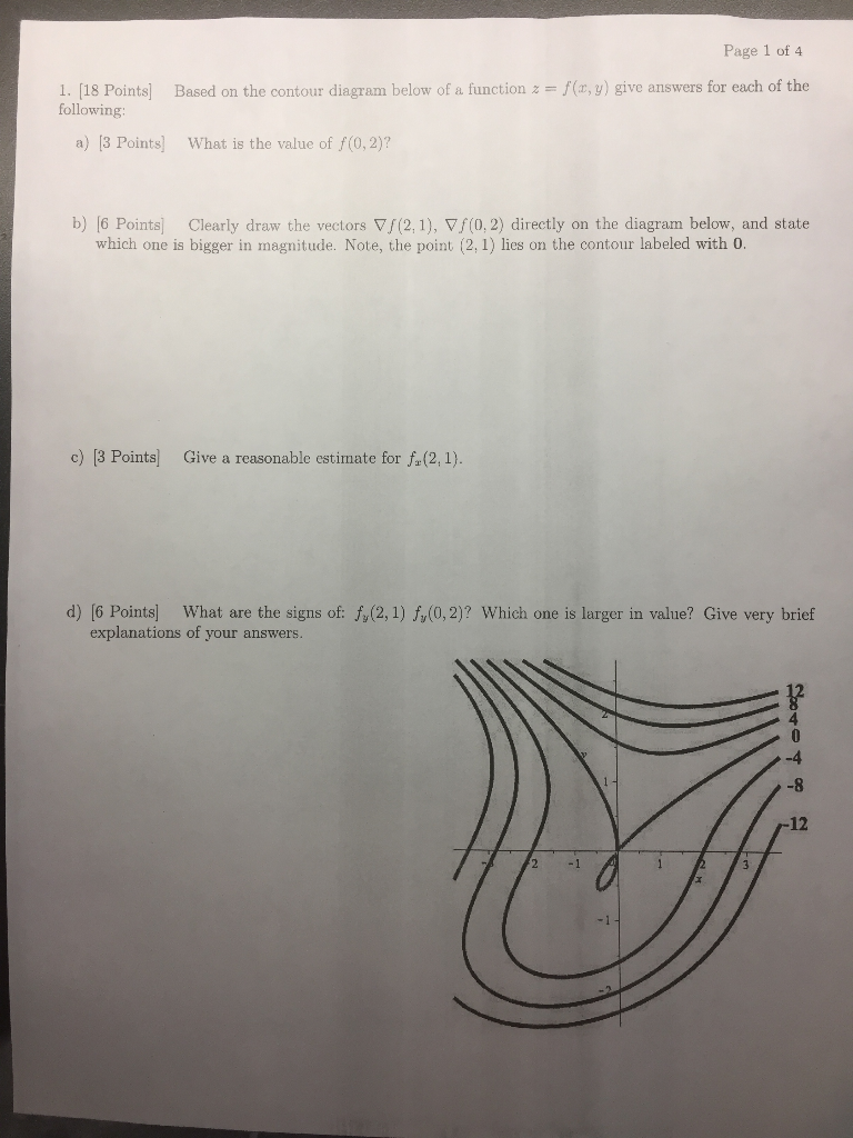 Solved Page 1 of 4 Based on the contour diagram below of a | Chegg.com