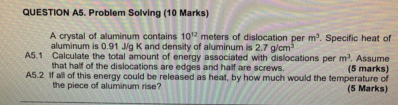 Solved QUESTION A5. Problem Solving (10 Marks) A crystal of | Chegg.com