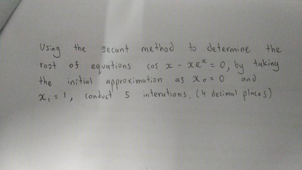 Solved the Using the secant method to determine root of | Chegg.com