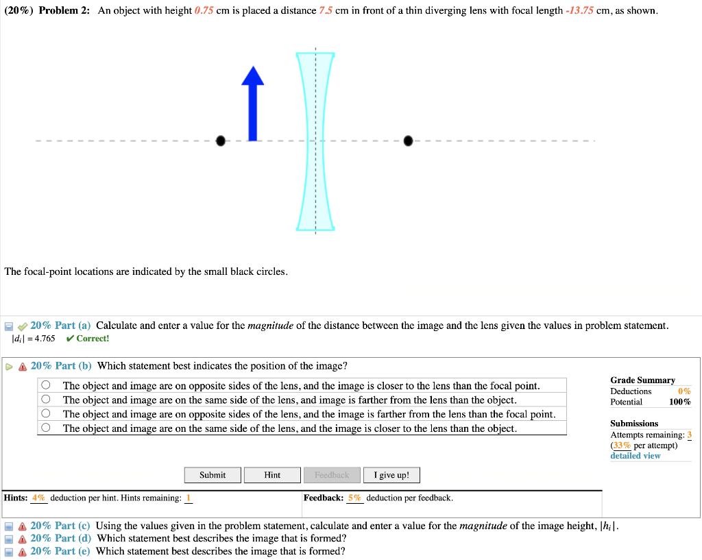 Solved (20\%) Problem 2: An object with height 0.75 cm is | Chegg.com