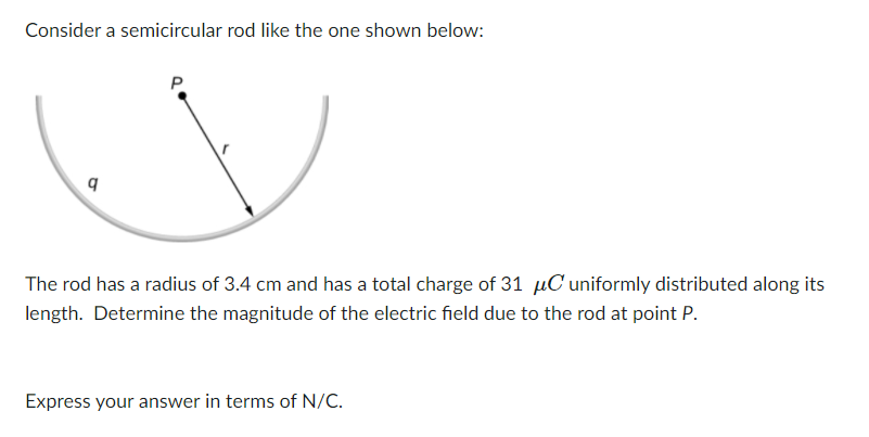 Solved Consider a semicircular rod like the one shown below: | Chegg.com