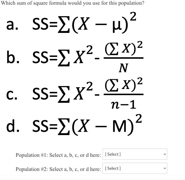 Solved For each of the following populations: Population | Chegg.com