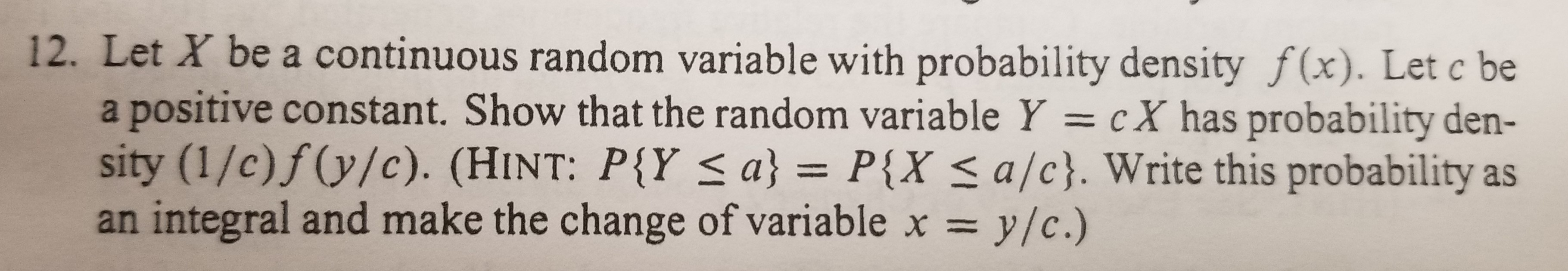 Solved 12 Let X Be A Continuous Random Variable With