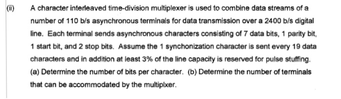 Solved () A character interleaved time-division multiplexer | Chegg.com