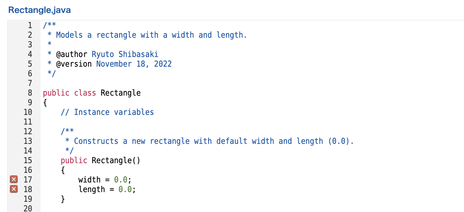 Solved tangle.java/∗∗ ∗ Constructs a new rectangle with the | Chegg.com