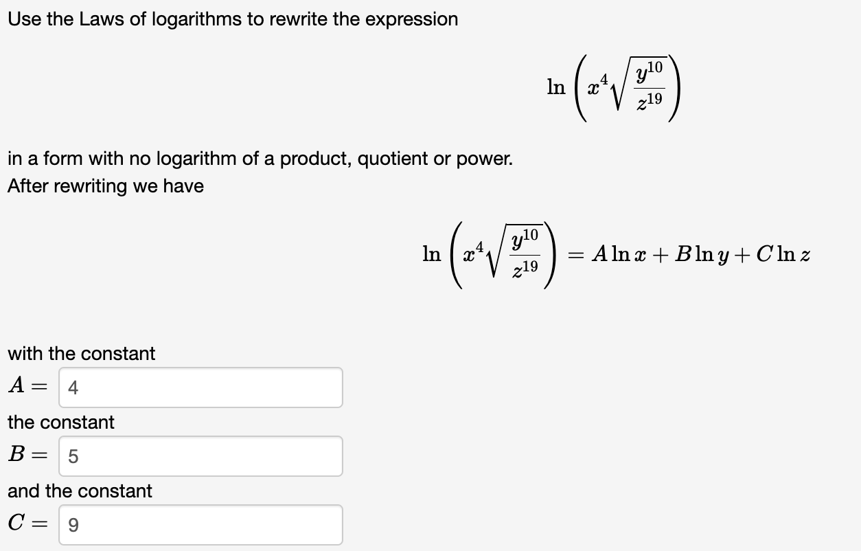 Solved Use the Laws of logarithms to rewrite the | Chegg.com