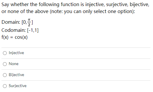 Solved Say whether the following function is injective, | Chegg.com