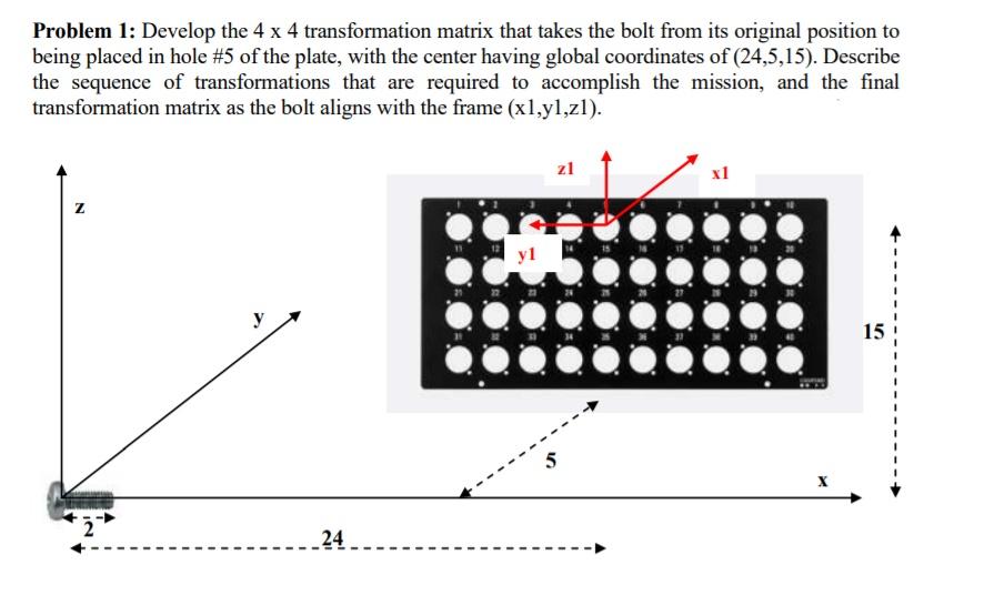 Solved Problem 1: Develop the 4 x 4 transformation matrix | Chegg.com